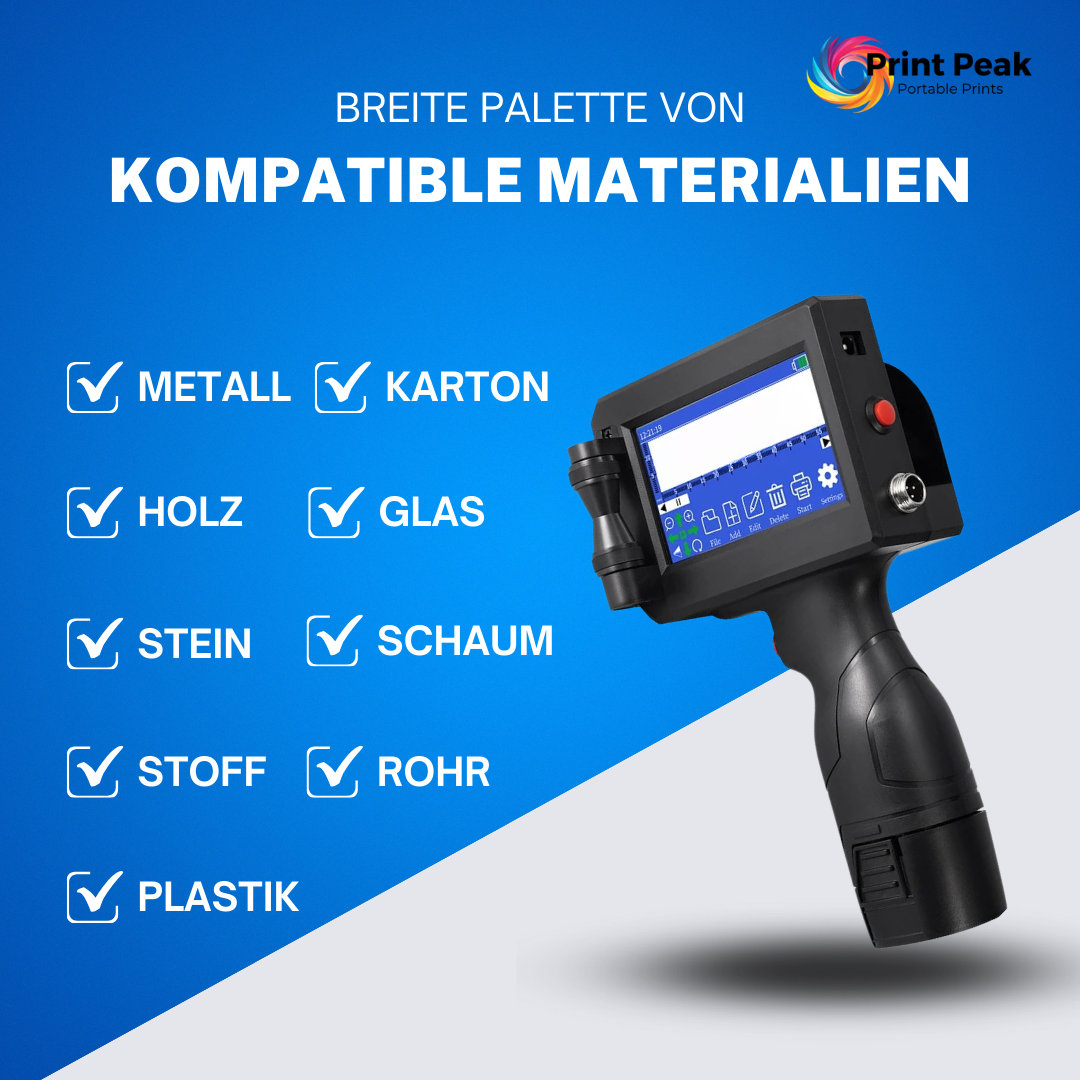 PrintPeak Handheld Inkjet Printer for Multi-Surface Printing