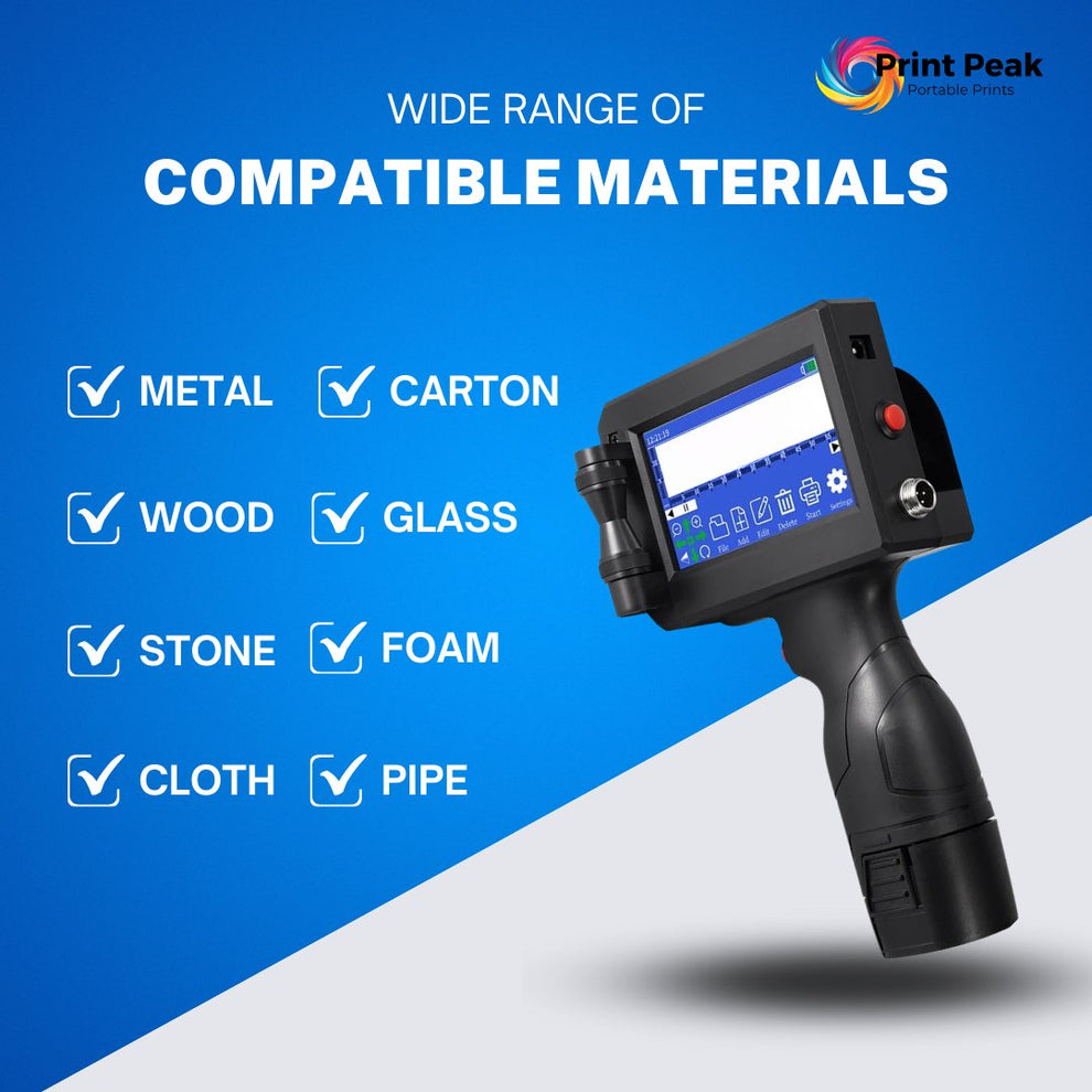 PrintPeak Handheld Inkjet Printer for Multi-Surface Printing